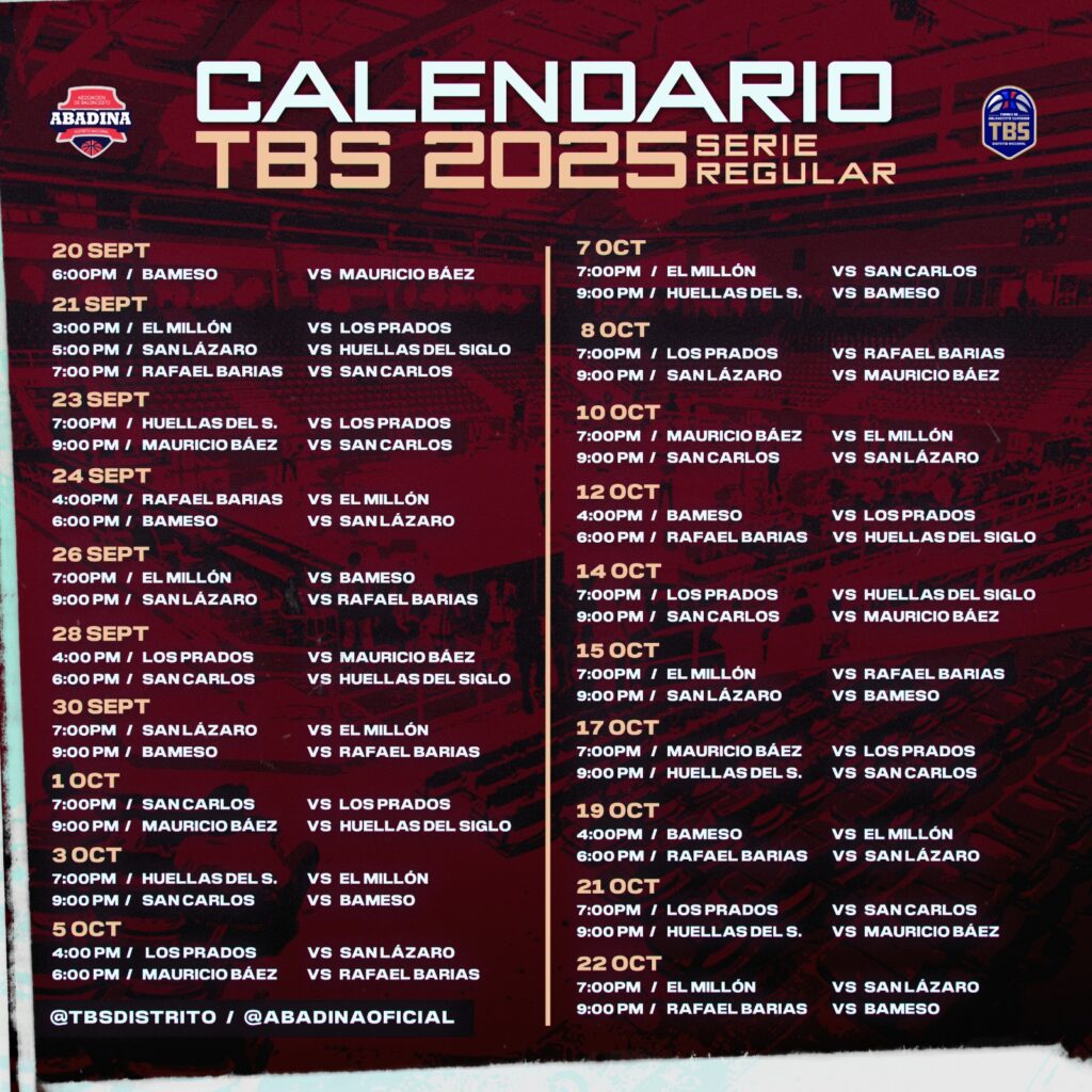 Abadina presenta calendario del TBS Distrito 2025; torneo abrirá con Mauricio Báez vs. Bameso en ...